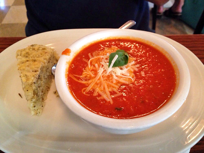 This tomato bisque isn't just soup—it's a warm hug in a bowl, with cheese adding that perfect note of indulgence.