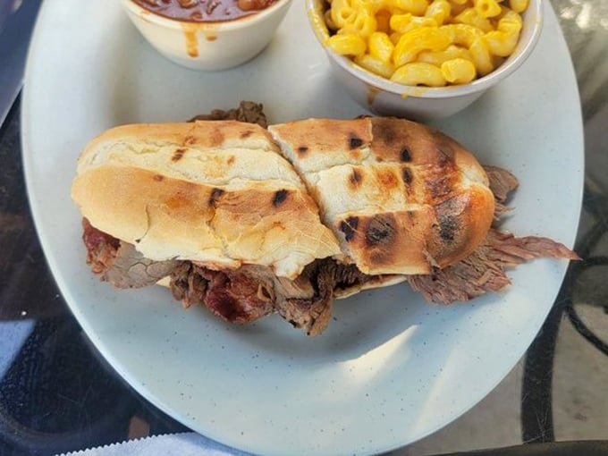 The tri-tip sandwich – where tender, smoky beef meets toasted bread in a romance so perfect it should have its own Hollywood movie deal.