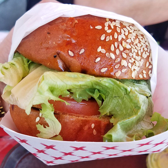 The tuna burger—proof that sometimes the best sandwiches don't need to apologize for not being a cheeseburger.