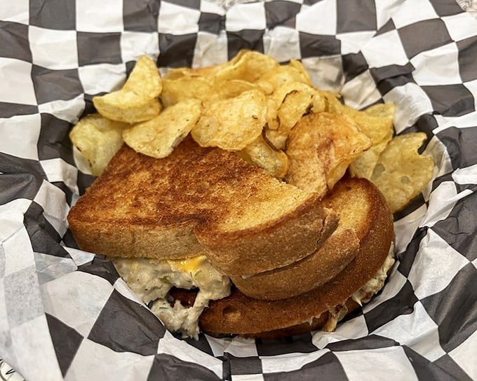 This tuna melt achieves that rare balance—crispy exterior, creamy interior, and enough substance to make you forget you're eating something from the sea.