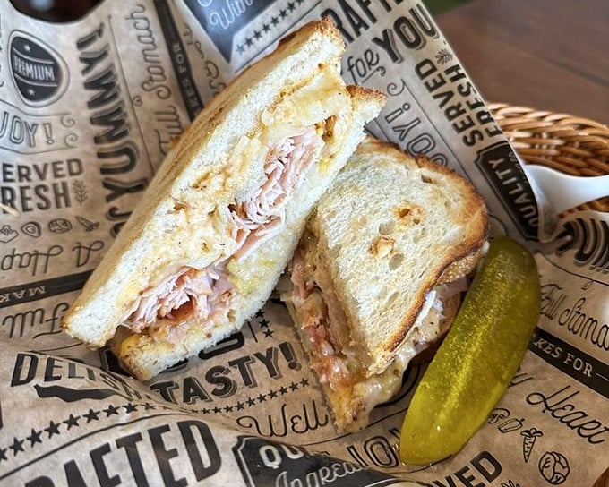 This turkey sandwich isn't just lunch—it's Thanksgiving between two slices of bread, minus the awkward family conversations.