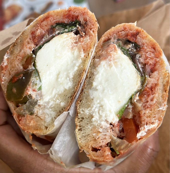 Proof that vegetarian options can be just as indulgent—this sandwich packs enough flavor to convert even the most dedicated carnivore for at least one meal.
