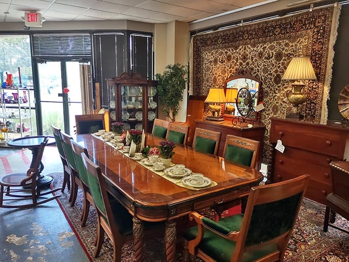 Not just furniture—a portal to Sunday dinners past. This mahogany dining set has hosted countless conversations and seen many a holiday feast. 