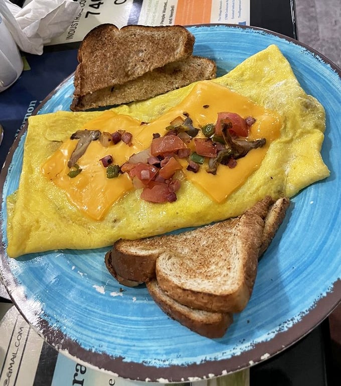 This Western omelet doesn't just speak to you—it sings, with melted cheese and fresh veggies performing a breakfast symphony.