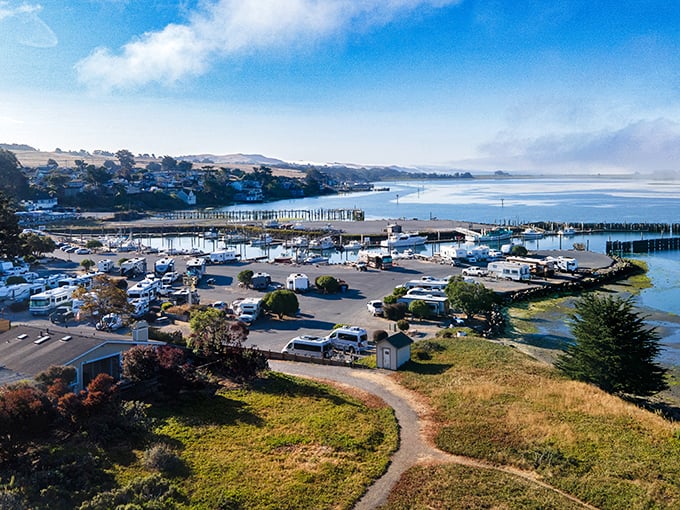 RV heaven with a water view – where camping meets coastal luxury and everyone gets to wake up to that million-dollar panorama.