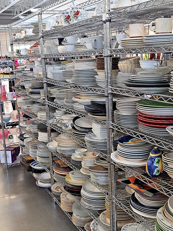 Dish heaven! Enough plates to host Thanksgiving for the entire neighborhood, with vintage patterns your grandmother would instantly recognize.