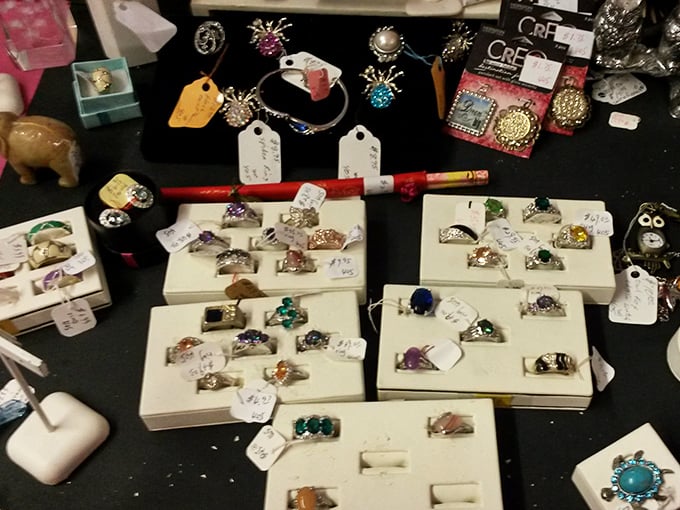Jewelry displays that make magpies of us all—sparkly treasures at every price point, from costume curiosities to hidden gemstone bargains.