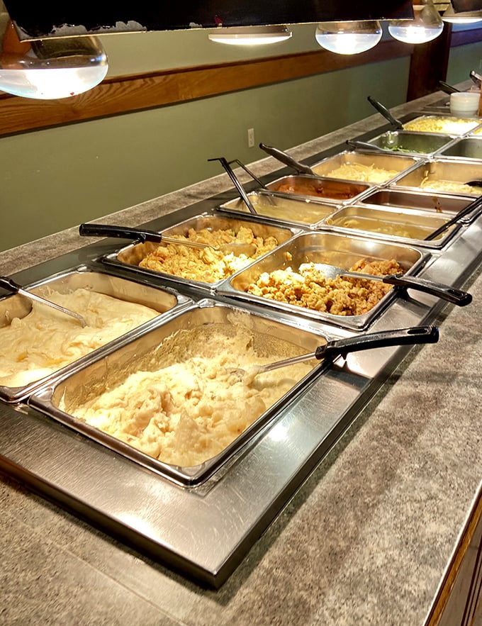 The buffet line stretches like a highway to heaven, each steam tray promising a different neighborhood of flavor country.