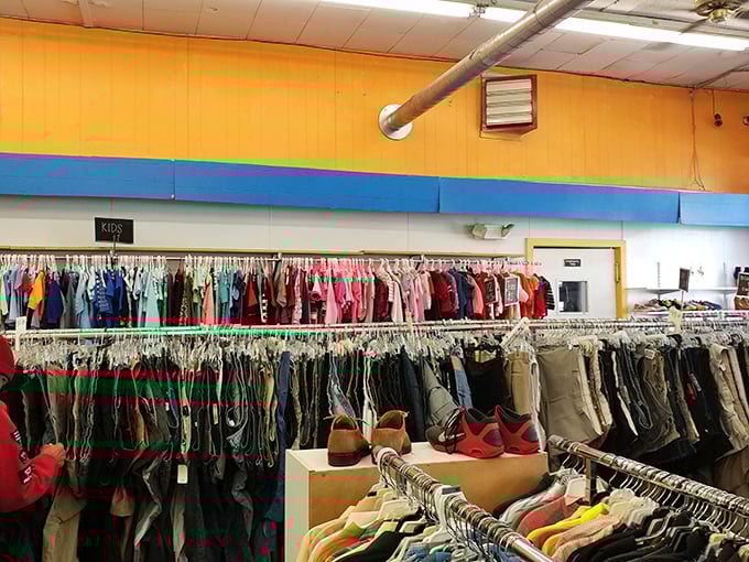 The clothing section is organized chaos at its finest, where patience rewards you with that perfect jacket someone else inexplicably decided to part with.