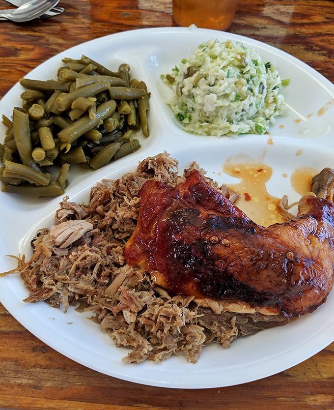 When barbecue chicken has skin this gloriously lacquered, it's not just dinner—it's edible stained glass that crackles with flavor.