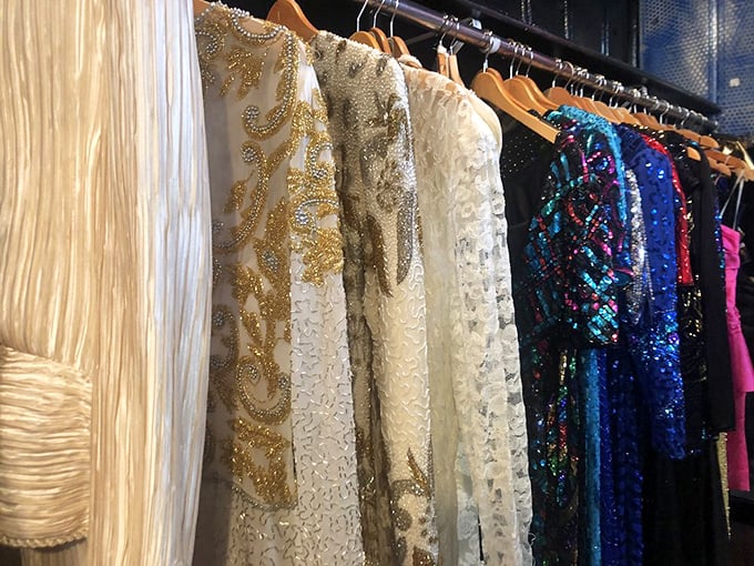 Sequins and beads that have seen more dance floors than John Travolta – each one still sparkling.