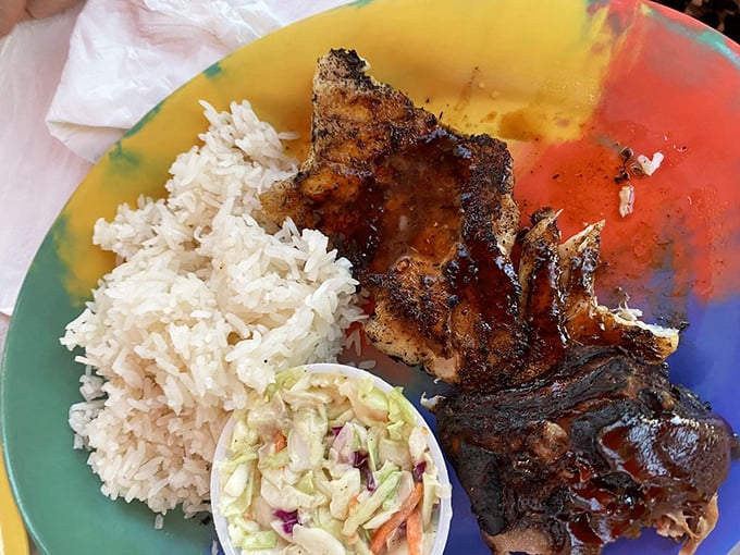 Blackened mahi-mahi that's lived an interesting life—much like that uncle who tells slightly inappropriate stories at family gatherings but everyone still loves.