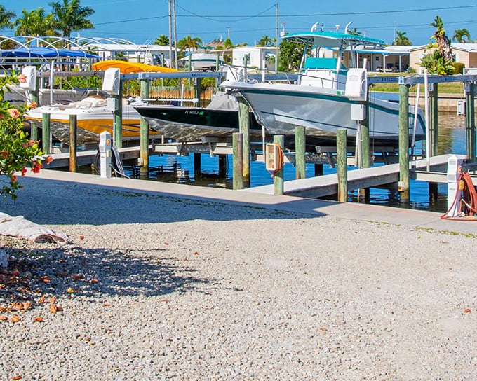 Boat lifts and clear waters – the boating infrastructure here isn't just functional, it's a lifestyle statement for residents who measure wealth in fishing hours.