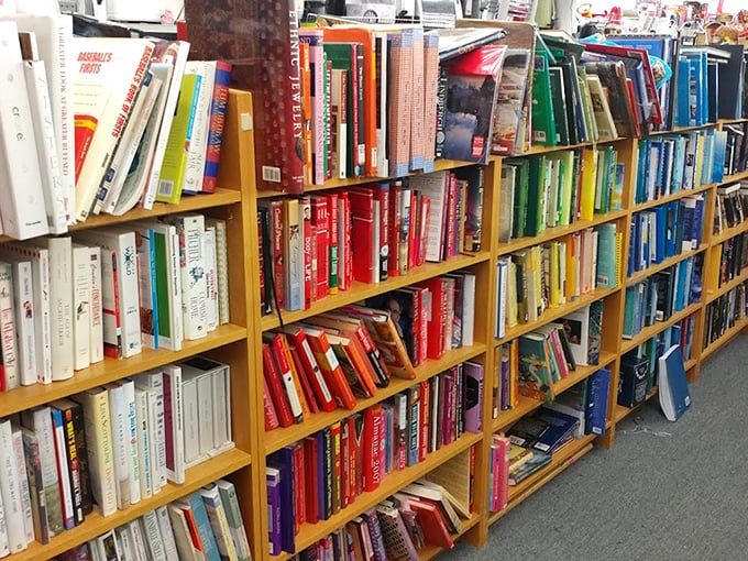 Literary gold mines organized by... well, organized might be stretching it. The joy is in the serendipitous discovery between unexpected neighbors.