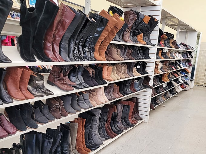 Boot boulevard showcases Oregon's practical-meets-stylish footwear philosophy. From hiking trails to downtown strolls, previous adventures included.