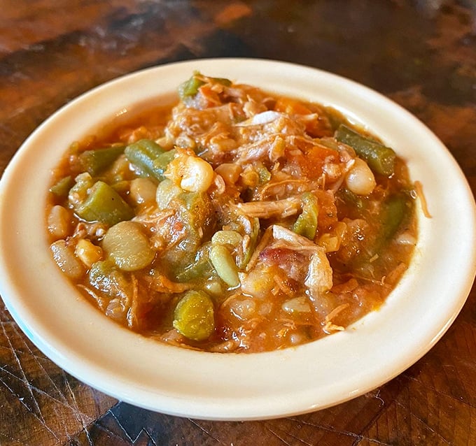 Brunswick stew—that magical medley where vegetables somehow make you crave more meat. Comfort in a bowl, Eastern Carolina style.