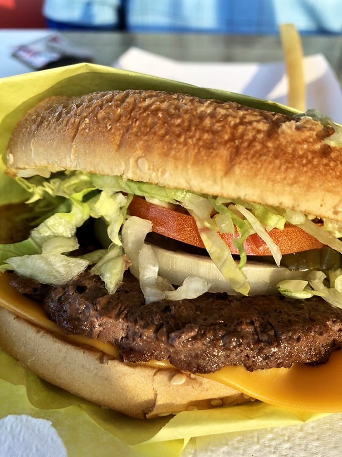 This is burger architecture at its finest—a perfect ratio of beef to bun with fresh toppings that don't need Instagram filters to look good.
