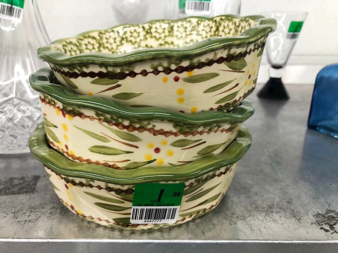 Grandma's kitchen called—it wants its charm back. These floral-trimmed ceramic bowls await your famous potato salad or ambitious soufflé.