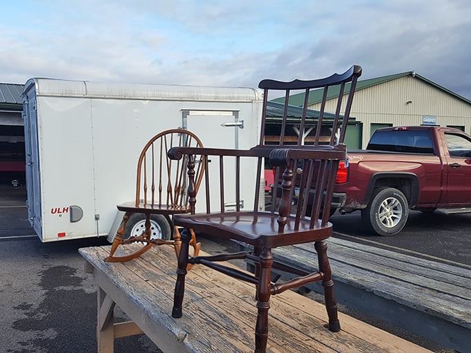 This isn't just a wooden chair waiting for a new home—it's a character actor ready for its second act in someone's dining room drama.