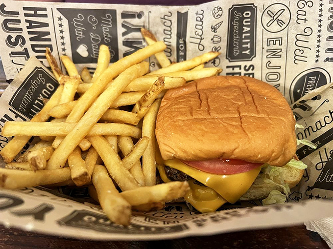 A classic cheeseburger and fries that reminds you why sometimes the simple things in life are the most extraordinary.