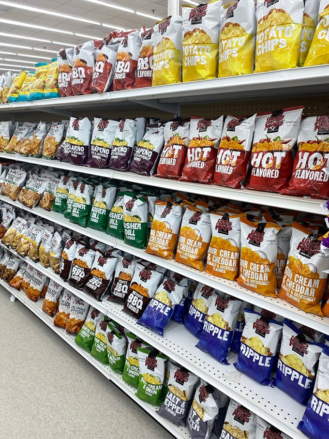 Chip paradise! Every flavor imaginable lined up like soldiers ready to march straight into your pantry and then your heart.