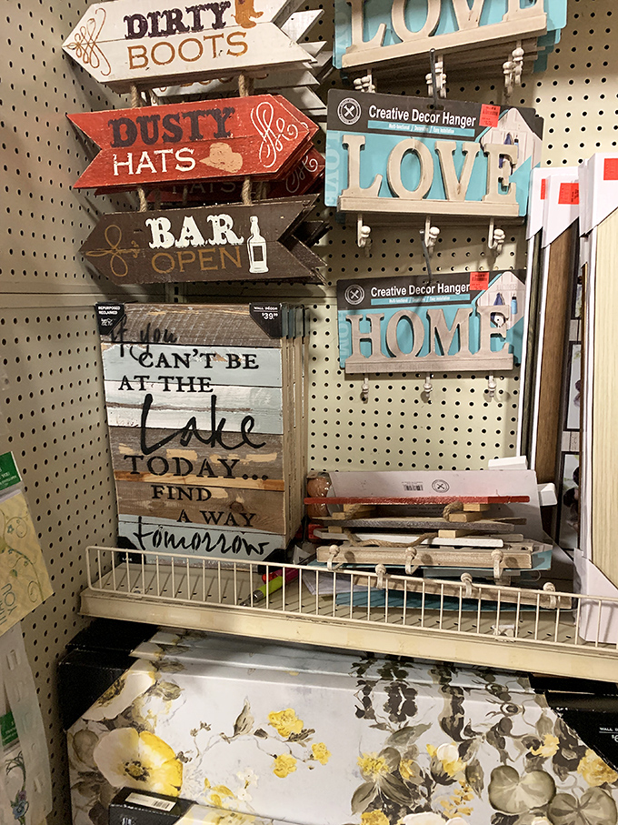 Home décor signs that speak universal truths: can't be at the lake today? Neither can most people's budgets, but these prices help.