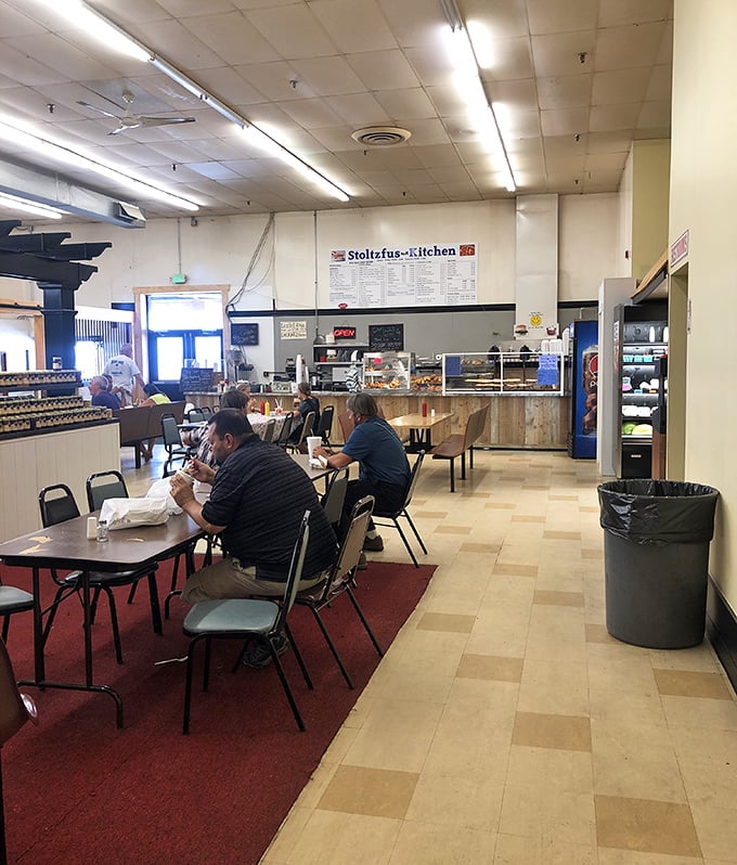 Stoltefus Kitchen offers weary shoppers a chance to refuel—because bargain hunting requires proper sustenance and strategy sessions.