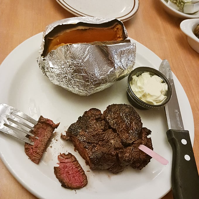 This filet mignon with its perfect pink center makes a compelling argument that knife skills should be an Olympic sport.