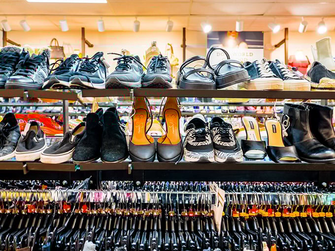 The shoe section offers everything from practical sneakers to statement heels, proving secondhand footwear can still put your best foot forward.