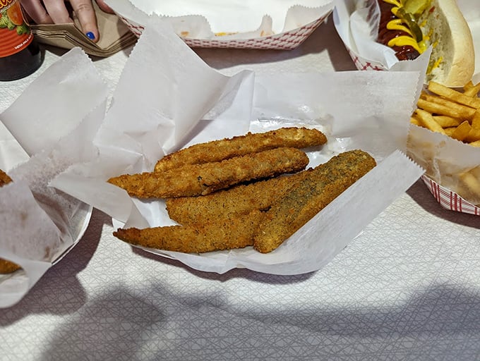 Golden-brown fried pickles that deliver that perfect crunch-to-tang ratio – the side dish you didn't know you needed until now.