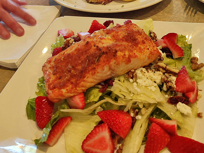A salmon salad that brings together crisp greens and perfectly cooked fish in a harmony that would make the Philadelphia Orchestra jealous.