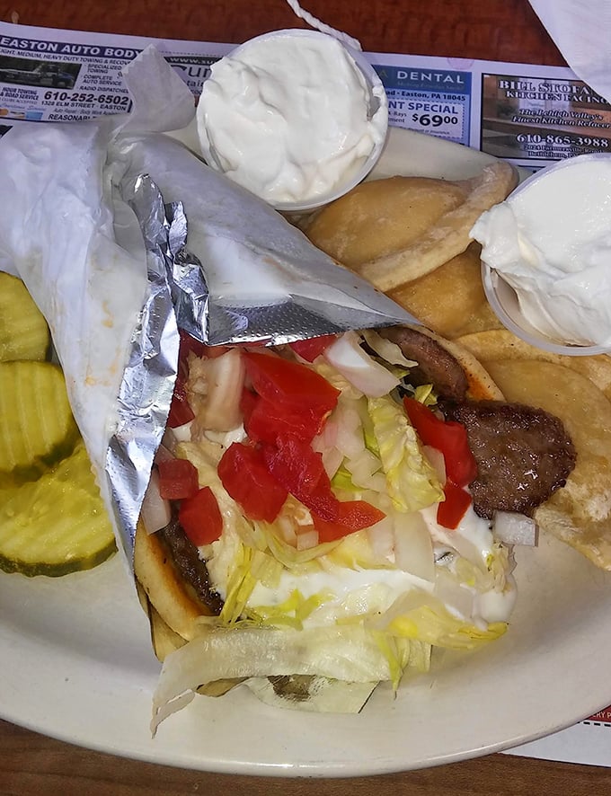 A gyro so authentic you'll check your passport—wrapped in warm pita with fresh veggies and tzatziki that transports you straight to the Mediterranean.