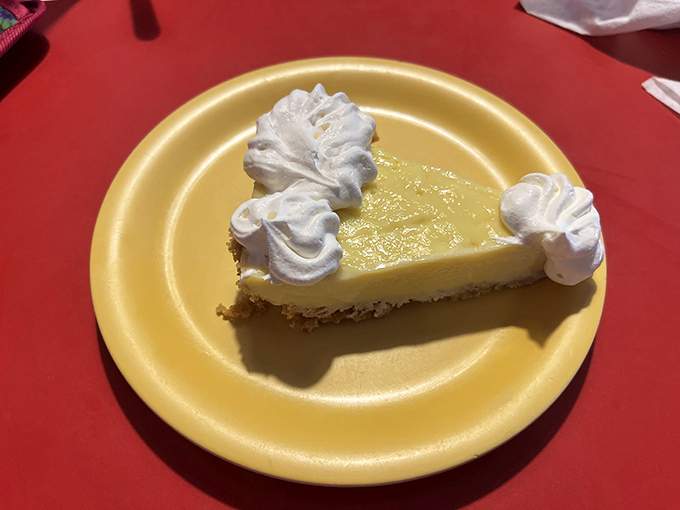 The legendary Key lime pie in all its yellow glory. That perfect balance of sweet and tart is what dreams—and detours—are made of.