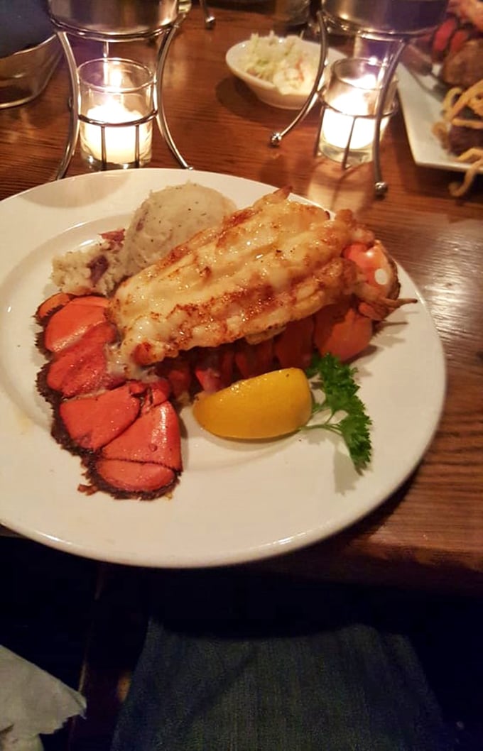 Lobster tail and mashed potato—the power couple that makes you wonder why you'd ever order them separately.