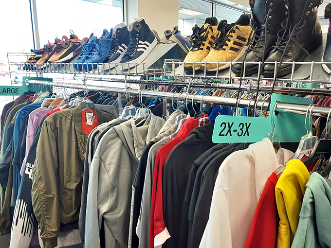 The men's section: where size matters and is clearly marked, making the hunt for that perfect fit infinitely less daunting.