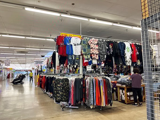Men's clothing displays offer everything from casual tees to "Florida formal" – that special look for when you're fancy but still might hit the beach later.