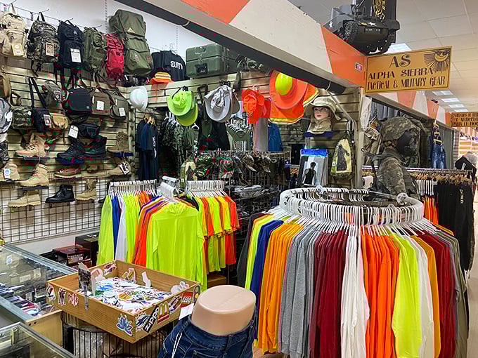 From tactical gear to neon work shirts—this stall has everything for the outdoorsy types or those who just want to look prepared for the zombie apocalypse.