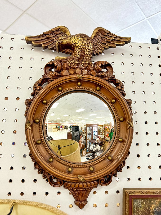 This eagle-topped mirror has witnessed more history than most history books cover – and still looks magnificent doing it.
