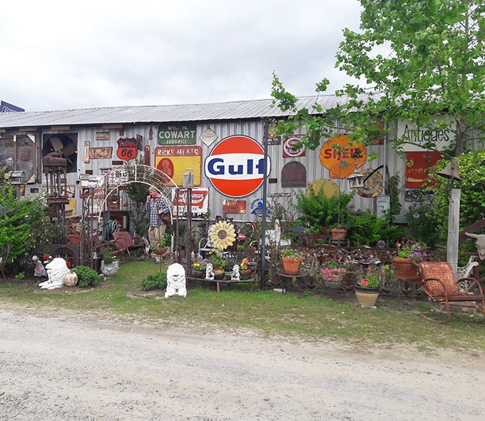 Vintage advertising heaven! That Gulf sign would look perfect in your garage—just don't tell your spouse how much wall space you're planning to commandeer.
