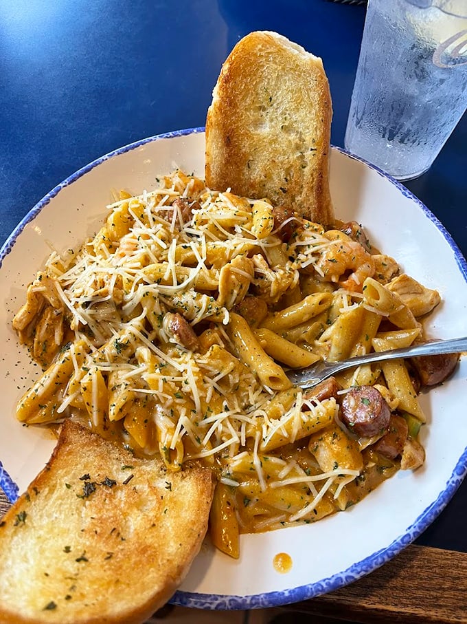 Sometimes the most satisfying pasta comes from the most unexpected places, topped with generous Parmesan and hope.