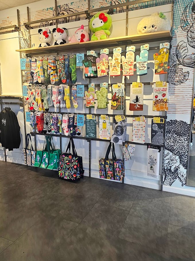 Quirky kitchen accessories and colorful socks that speak louder than words—perfect for those who express themselves through everyday items.
