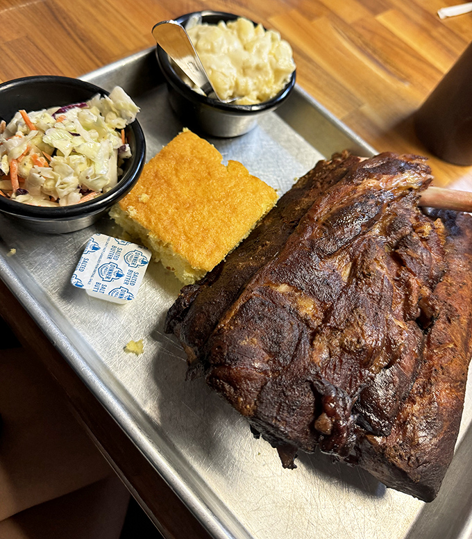 These ribs don't need a fancy introduction – that bark speaks volumes about hours in the smoker and a pitmaster who knows their craft.