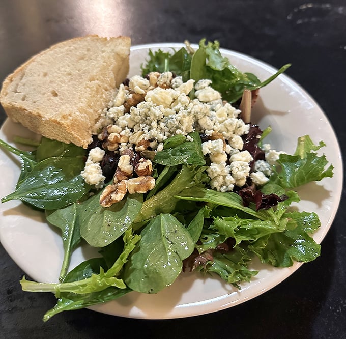 Even salads get the star treatment here. Fresh greens, crumbled blue cheese, and walnuts prove that "eating your vegetables" can be a pleasure, not a chore.