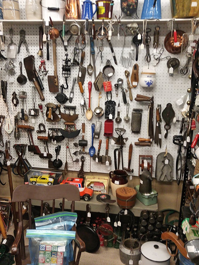 The tool wall that would make your grandfather weep with joy – each implement hanging like a medal of honor from America's handcrafted past.