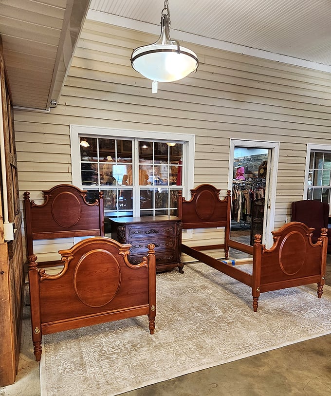 These aren't just beds—they're time machines to a more elegant era. Victorian craftsmanship meets modern bargain hunting in these gorgeous wooden frames.