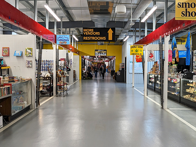 Caesar Creek's wide, clean aisles invite exploration – like a department store where everything has a story and negotiable price tag.