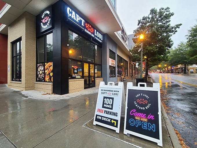 Modern storefront, timeless seafood. Cap't Loui proves you don't need weathered wood to serve up authentic maritime flavors.