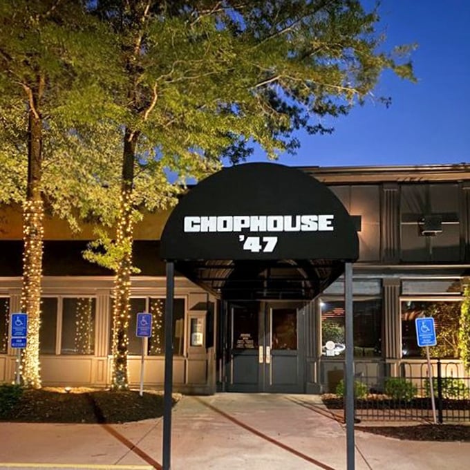 Chophouse '47's classic awning has welcomed steak lovers since Truman was president – tradition lives.