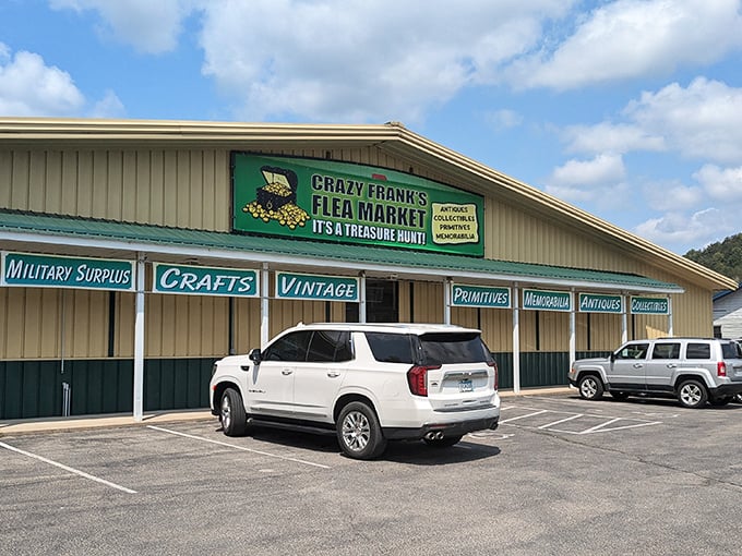 Frank's second location showcases organized sections where military surplus meets modern convenience shopping.