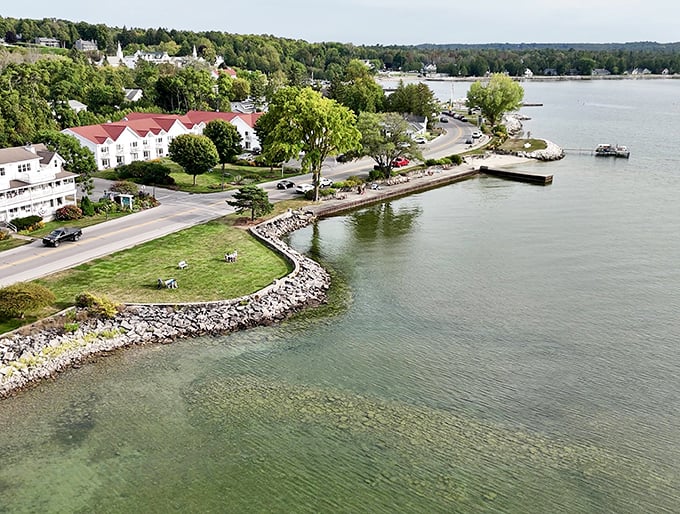 The gentle curve of Ephraim's shoreline embraces visitors with its clear waters and the promise of peaceful exploration.